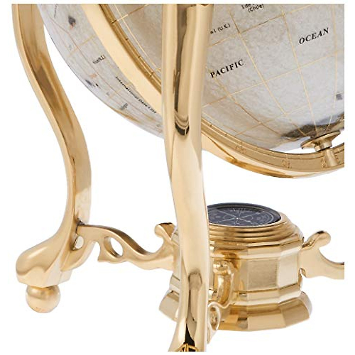 Uniquea Art 13-Inch Tall Pearl Ocean Table Top Gemstone World Globe with Gold Tripod