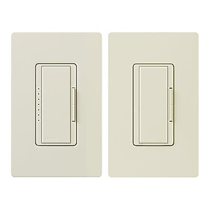 Lutron Maestro Dimmer Switch with Companion Dimmer, 600-Watt Incandescent, Single-Pole/3-Way, MAW-603-RH-LA, Light Almond