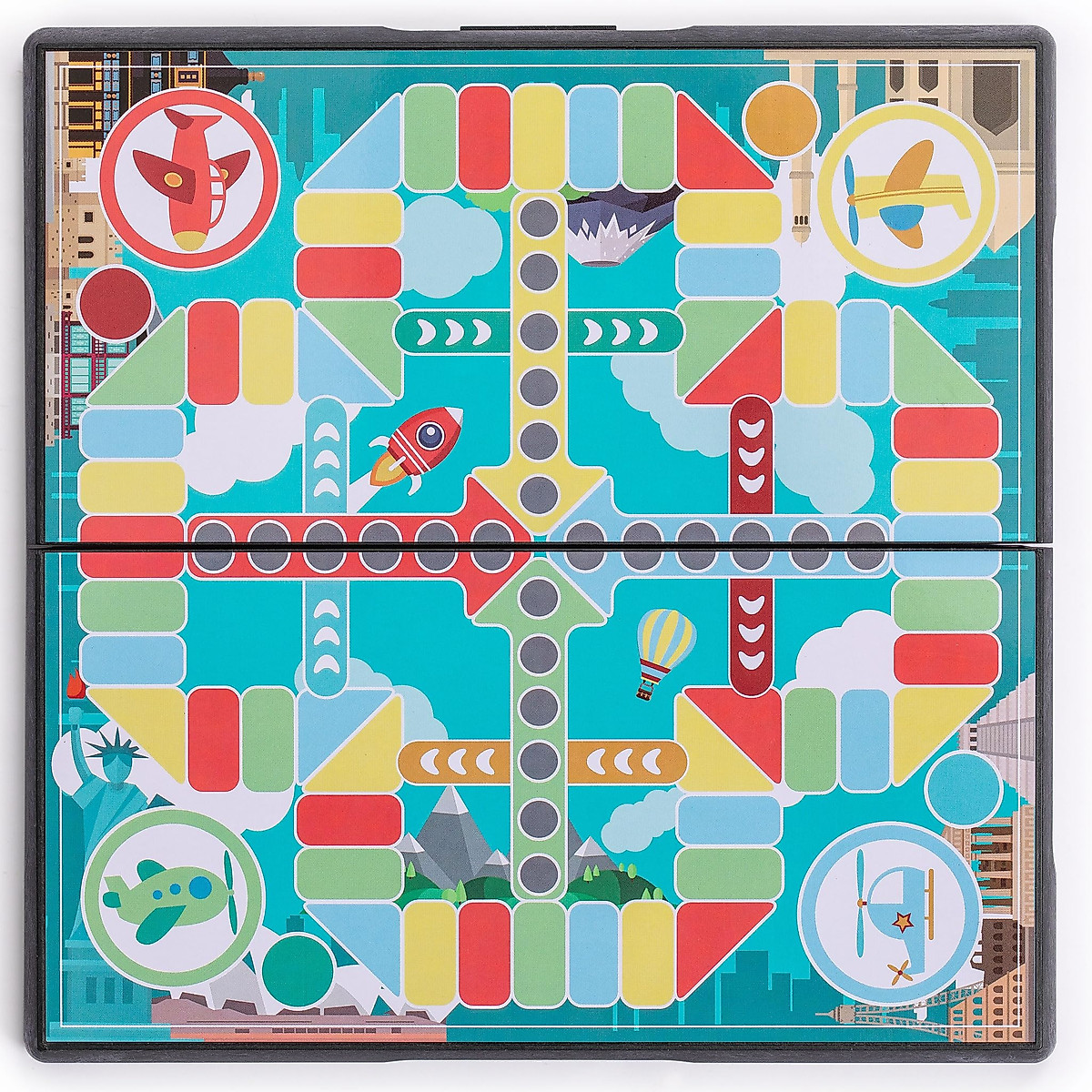 Yellow Mountain Imports Ludo Magnetic Folding Travel Large Board Game Set - 8 Inches - Portable Classic Strategy Game Set