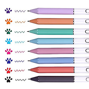 Writech Gel Pens Fine Point: 0.5mm Assorted Colors Ink Pen Set Clickable for Drawing Journaling Notetaking Bible Non Bleed 8ct Retractable Smooth Writing Multi colored No Smudge & Smear