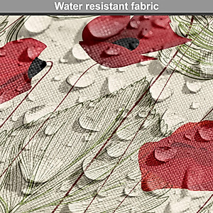 Ambesonne Poppy Flower Fabric by The Yard, Sketchy Tree Leaves Rural Floral Growth Botany Nature Inspired, Decorative Fabric for Upholstery and Home Accents, 5 Yards, Fern Green