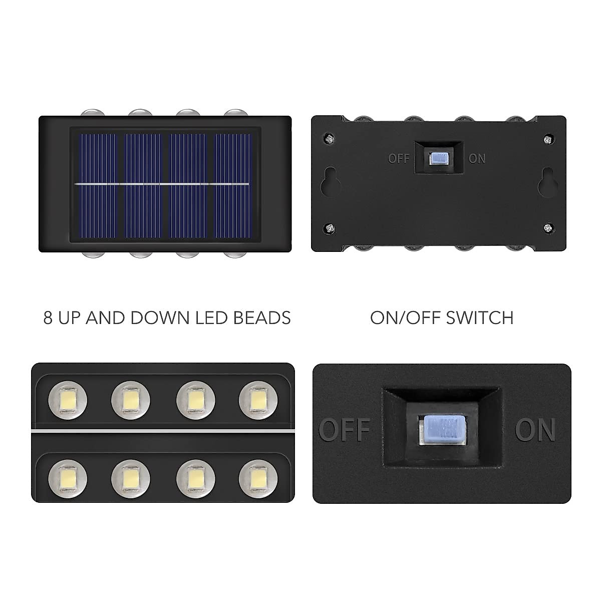 Solar Wall Lights Outdoor Deck Lights Solar Powered Sconce Up Down Lighting Waterproof for Fence, Step, Stair, Porch, Patio Decoration (White 6 Pack)