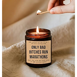 Only Bad Bitches Run Marathons Candle - Gift for Marathon Runner - Marathon Gift Candle - Marathon Girl Gift - Gift for Him Her