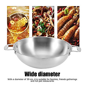 Steamer Pot for Cooking, Stainless Steel Pot Non‑Stick Pot Kitchen Cookware for Cooking Hotpot Soup（11.8 x 3.7inch）