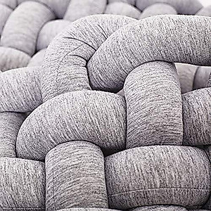 Wonder Space Knotted Braided Plush Mat, Baby Infant Newborn Sleeping Tummy Time Playing Nursery Rug Knot Floor Cushion, Handmade Pure Soft Fabric, Fashion Cute Toddler Children Room Decor, Grey