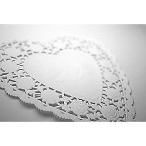 6 Inch Heart Shaped White Lace Paper Doilies 100 Count
