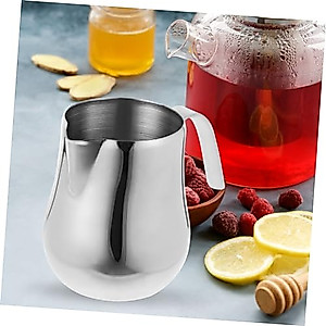 HOLIDYOYO Milk Frother Cup Stainless Steel Cup for Milk Machine Coffee Pitcher Greek Coffee Maker Tea Kettle Espresso Milk Frothing Pitcher Steaming Pitcher Frother Jug for Espresso Silver