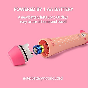 NELL&WELL Kids Electric Toothbrush, Battery Powered Toothbrushes with 2 Soft Bristles Heads for Children Boys and Girls Ages 3+, IPX7 Waterproof, BPA Free (Bear Purple)