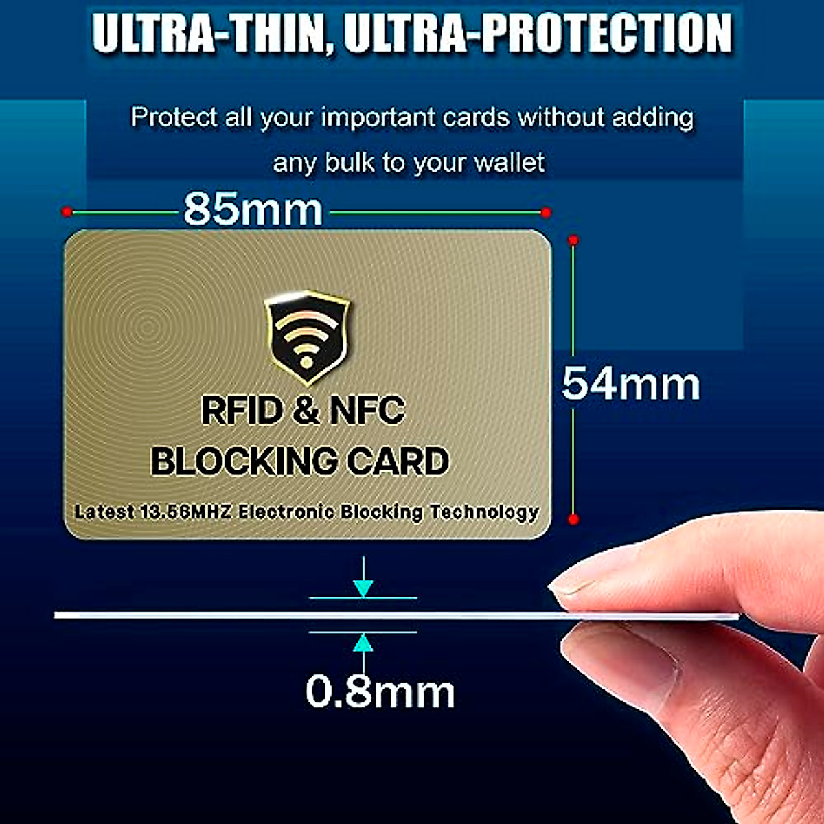 SAITECH IT 2 Pack RFID Blocking Cards One Card Protects Entire Wallet Purse For Men & Women, Contactless Bank Debit Credit Card Protector ID ATM Guard Card – Golden