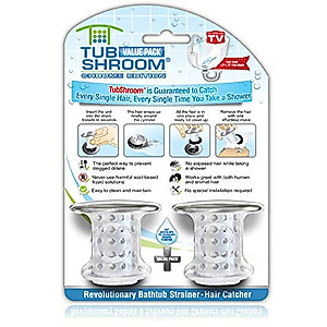 TubShroom Tub Drain Hair Catcher, 2 Pack, Chrome – Drain Protector and Hair Catcher for Bathroom Drains, Fits 1.5” – 1.75” Bathtub and Shower Drains