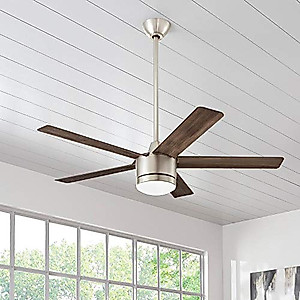 Home Decorators Collection Merwry 52 in. Integrated LED Indoor Brushed Nickel Ceiling Fan with Light Kit and Remote Control