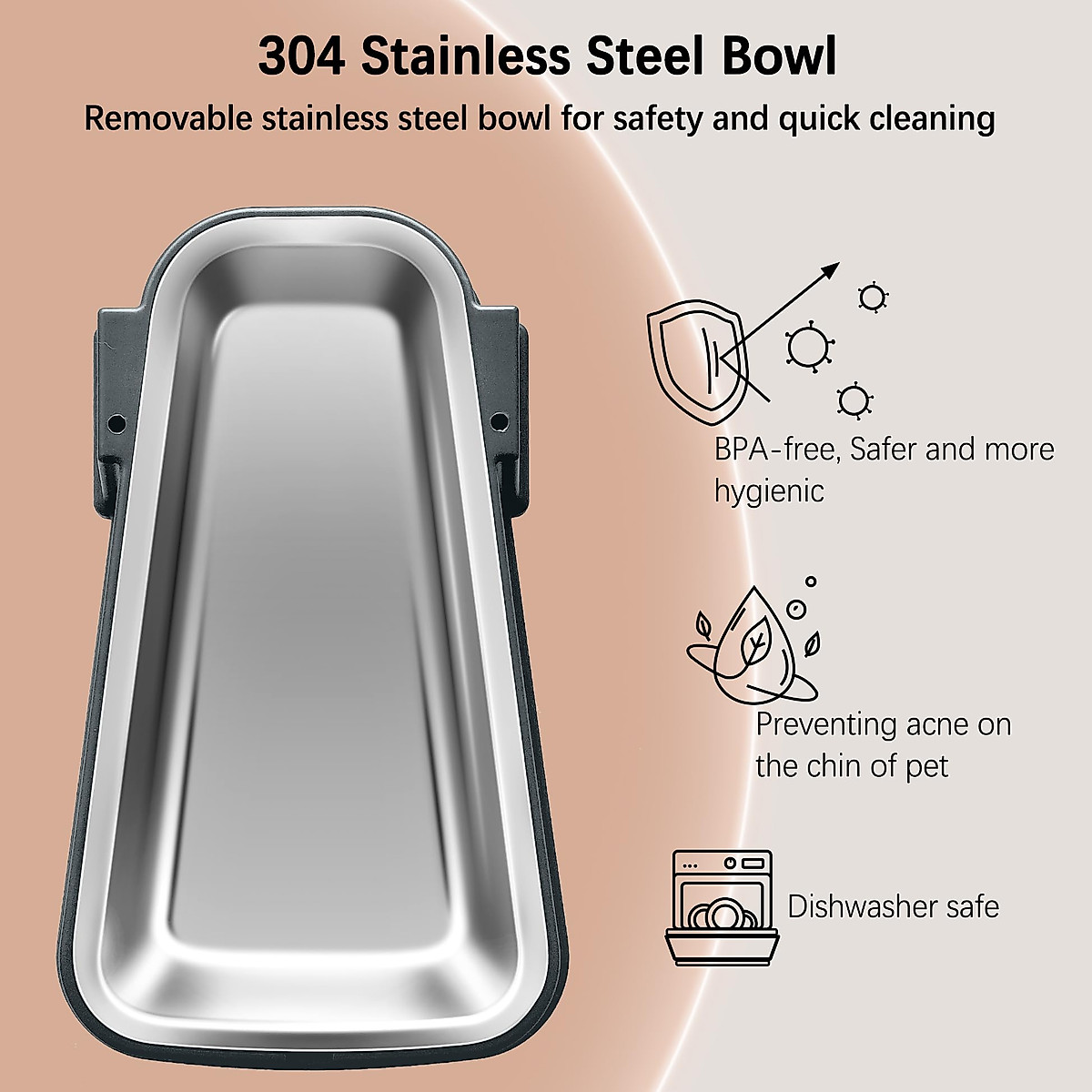 Hipidog Automatic Dog and Cat Food Feeder and Water Dispenser Set with Stainless Steel Bowls,Gravity Pet Food and Water Feeders,100% BPA-Free,Large Capacity for Cats Dogs Pets…(3.5L Dark Gray)