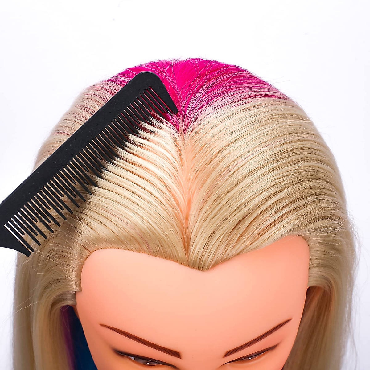 Stancia Mannequin Head with Hair,24"-26" Hair Styling Training Head, Manikin Cosmetology Doll Head, Synthetic Fiber Hair, Hairdressing, Training Model Head with Stand (Colored)