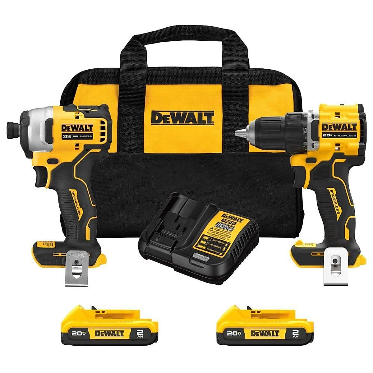 Dewalt DCK225D2 20V MAX ATOMIC Brushless Compact Lithium-Ion 1/2 in. Cordless Drill Driver and 1/4 in. Impact Driver Combo Kit with 2 Batteries (2 Ah)