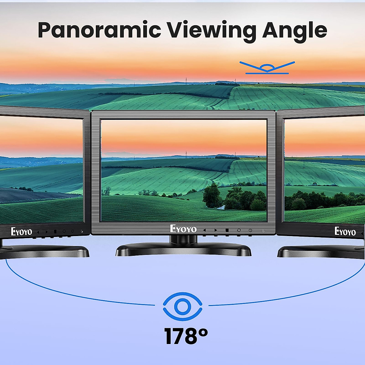 Eyoyo 10 inch Monitor HDMI LCD Monitor 1920x1200 16:10 IPS Screen Display with BNC VGA AV Output for CCTV DVD PC Laptop DVR Built-in Loudspeakers