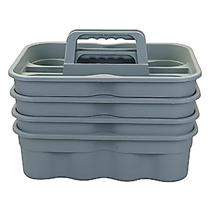 Ramddy Plastic Organizer Caddy, Carry Caddy with Handle, Gray, 4 Packs
