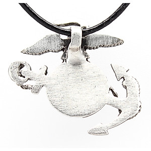 Trilogy Jewelry Pewter USMC Marine Corps Insignia Semper Fi Pendant on Leather Necklace