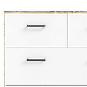 Tvilum 8 Drawer Double Dresser, Oak Structure, White