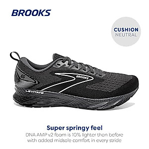 Brooks Men’s Levitate 6 Neutral Running Shoe - Blackened Pearl/Ebony/White - 9 Medium