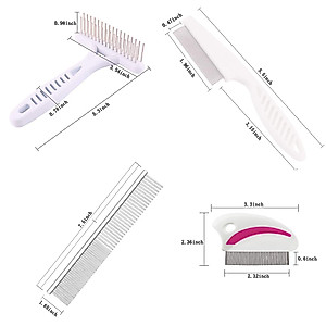 Cdycam Tear Stain Remover Combs, Professional Pet Stainless Steel Grooming Brush, Undercoat Rake and Flea Dog Cat Combs, Effectively Clean Mucus and Stains (4 Packs)