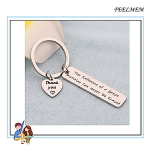 FEELMEM Dietitian Gift Nutrionist Gift Dietitian Appreciation Keychain The Influence of a Great Dietitian Can Never Be Erased Jewelry for Registered Dietitian Dietician (silver)