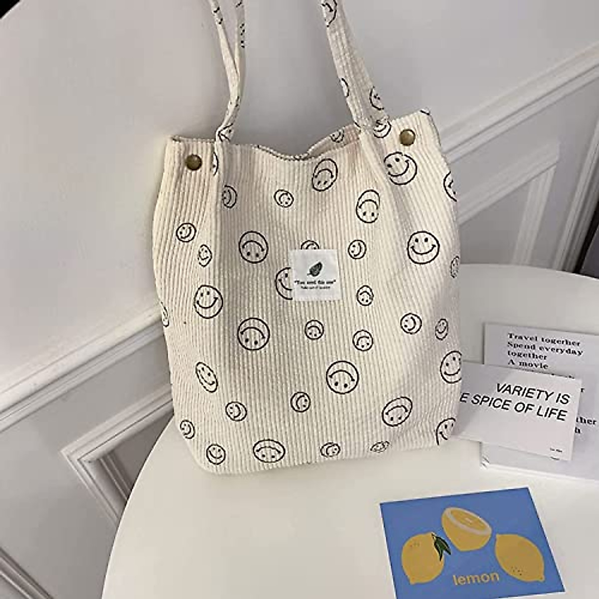Women's Tote Bag Smiley Face Casual Tote shoulder bag Handbag Big Capacity Shoulder Bag school crossbody bags