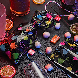 Epakh 100 Pack Neon Candy Bags Goodie Bags Plastic Colorful Treat Bags Glow in the Dark Party Supplies Favor Bags Neon Gift Wrap Bags with Silver Twist Ties for Glow Birthday Party Decor