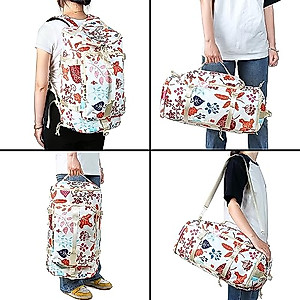 Floral Gym Duffle Bag Backpack 4 ways for Women Waterproof with Shoes Compartment for travel Sport Hiking laptop Lightweight, Kalesi XL