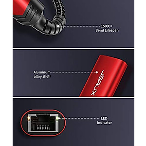 USB C to Ethernet Adapter, JSAUX USB-C to RJ45 Thunderbolt 3/Type C to Gigabit Ethernet LAN Network Adapter Compatible with iPad Pro 2021, iMac, MacBook Pro 2020/2019, MacBook Air, Dell and More-Red
