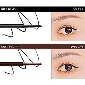 IM UNNY Skinny Fit Slim Eyeliner Pencil (S02. Deep Brown), All Day Waterproof, Ultra-Pigmenetd, Long Lasting Gel Soft Touch For Easy Drawing Vivid Color, 1 Count