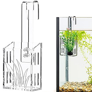 POPETPOP Fish Tank Transparent Decs - Water Planter Hanging Aquatic Holder Fish Tank Aquarium Planting Cup Crystal Glass Aquatic Garden Kit Indoor Sturdy Water Plant Container