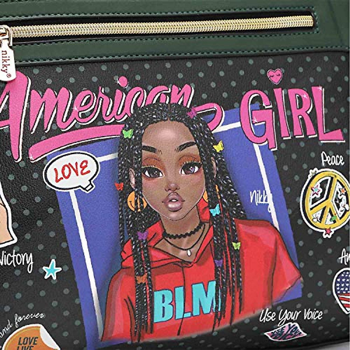 DESTINY BY NICOLE LEE Shoulder Hobo Bag Eco Leather Fashion Print Top Handle Zipper Pocket Handbag for Women Girls NK12115 AMG