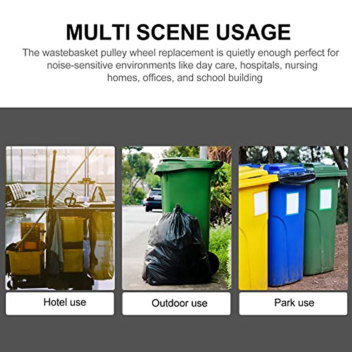 HANABASS Trash Can Replacement Wheel: Garbage Bin Wheel Wastebasket Pulley Wheel Replacement Parts Black