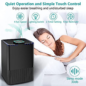 Air Purifiers, H13 TURE HEPA Pet Purifiers for Home Large Room with 4 Stages Air Filtration & 4 Modes, Air Quality Display, Air Cleaners Remove Up to 99.97% Dust Pollen Smoke Dander