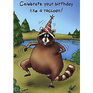 Raccoon Celebration - Oatmeal Studios Funny/Humorous Birthday Card