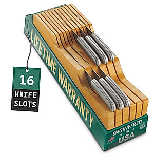 Bellemain 100% Pure Bamboo in Drawer Knife Block, Knife Organizer. Store Knives Safely with The Blades Down. Storage Solution for Your Kitchen, Drawer Knife Organizer