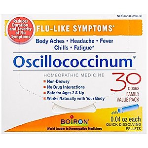 Boiron Oscillococcinum for Flu-like Symptoms Pellets, 30 Count (2 Pack)
