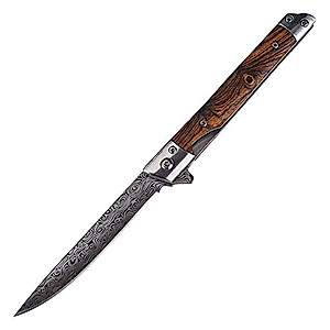 Pocket Knife For Men,Small Folding Pocket Knife,Case Hunting Knife Tactical Jungle Knife With Leather Sheath Damascus Pattern Folding Pocket Knife for Camping Hunting Men’s Gift For Indoor and Outdoor Activities