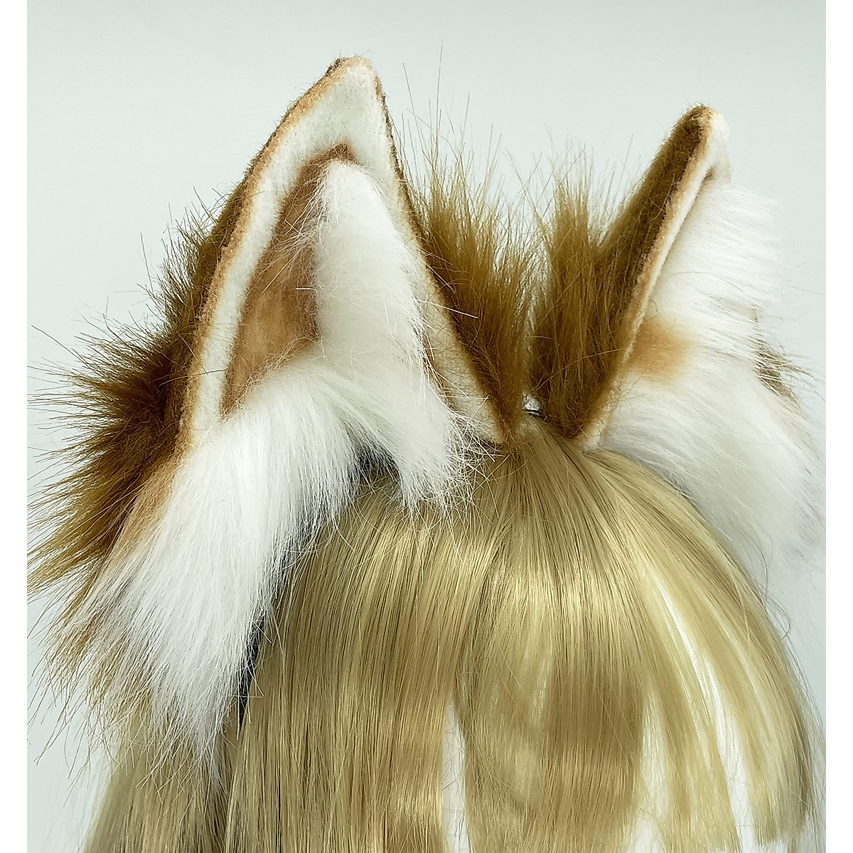 Agymo Brown Fox Ears Headband, Handmade Big Wolf Ears Cosplay, Animal Ears, Gorou Costume Headwear, Halloween Christmas Gifts, Funny Wolf Gifts