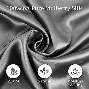 Lacette Silk Pillowcase for Hair and Skin,Mulberry Silk Pillow Cases King Size 20''x36'' 1PC,22 Momme Dual-Sided Silk&Wood Pulp Fiber Silk Pillow Covers with Zipper,Gray