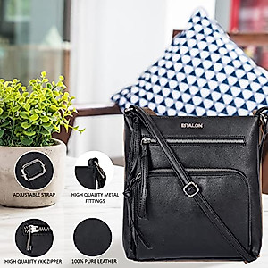 ESTALON Crossbody Bags for Women - Medium Size Crossover Women's Handbags and Purses for College Office Travel (Black)