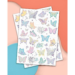 xo, Fetti Pastel Butterfly Temporary Tattoos - 70 Foil Styles | Rainbow Fairy Birthday Party Decorations, Monarchs, Heart Favors, Flowers, Garden Arts and Crafts, Baby Shower Decor