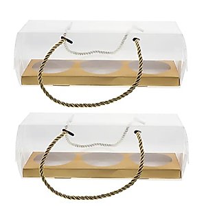 ULTECHNOVO 10pcs Boxes Packing Box Plastic Food Containers Mini Hinges Mini Cookies Paper Cupcake Holder Container Ritz Crackers with Cheese Macarons Cookies Nylon Golden Takeaway Boxes Candy
