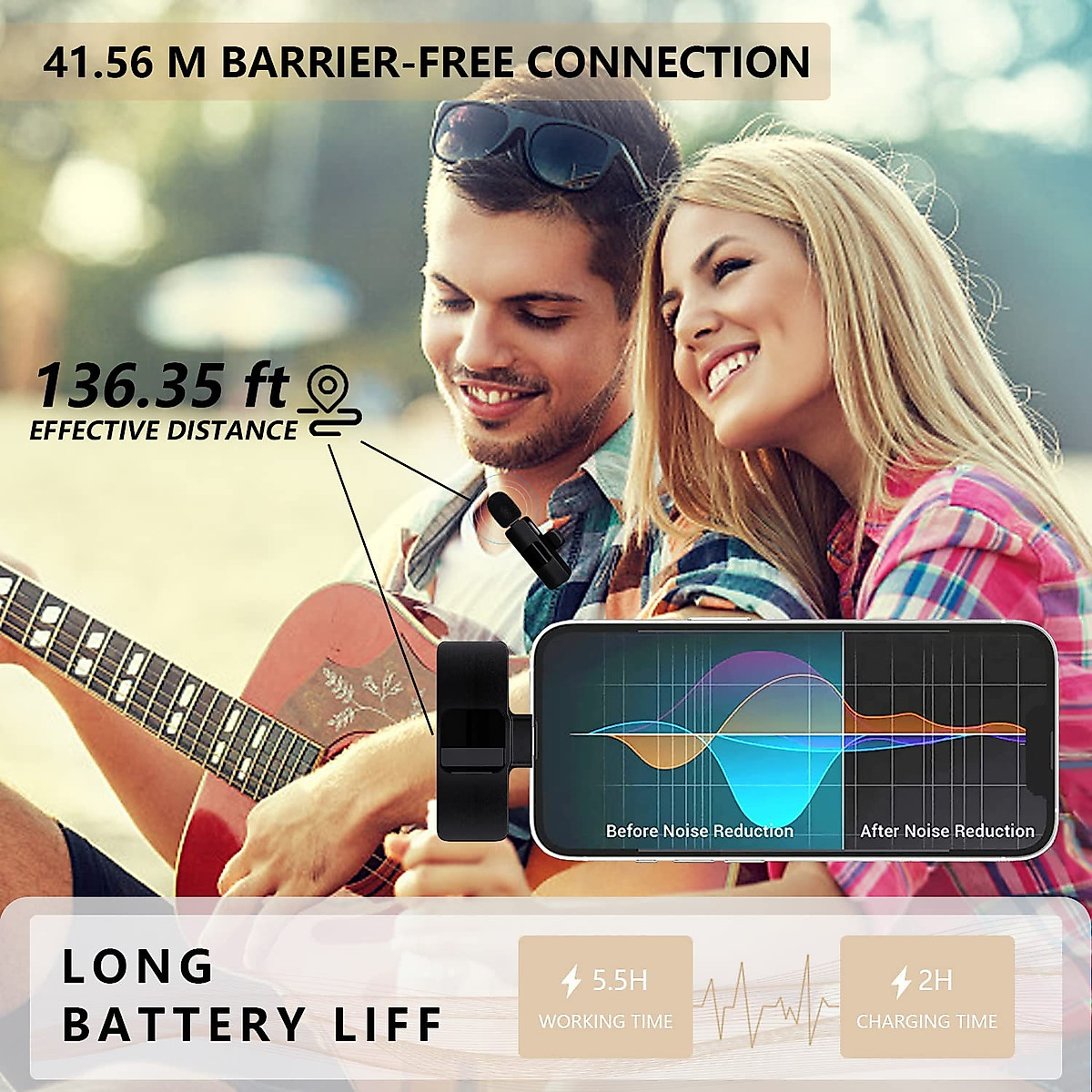 XXRCBag Wireless Lavalier Microphone for iPhone iPad, Plug-Play Mini Recording Phone Mic for Live Stream, APP Video Recording, Interview Video, Vlog, with Auto-Sync Noise Reduction (Black 1 in 1)