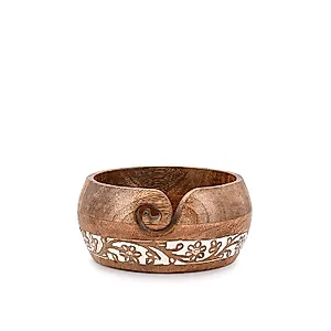 BHAVATU Yarn Storage Mango Wood Yarn Bowl for Crocheting | Crochet/Knitting Yarn Bowls Best Gift from Craft Supplies (6" x 6"x 3")