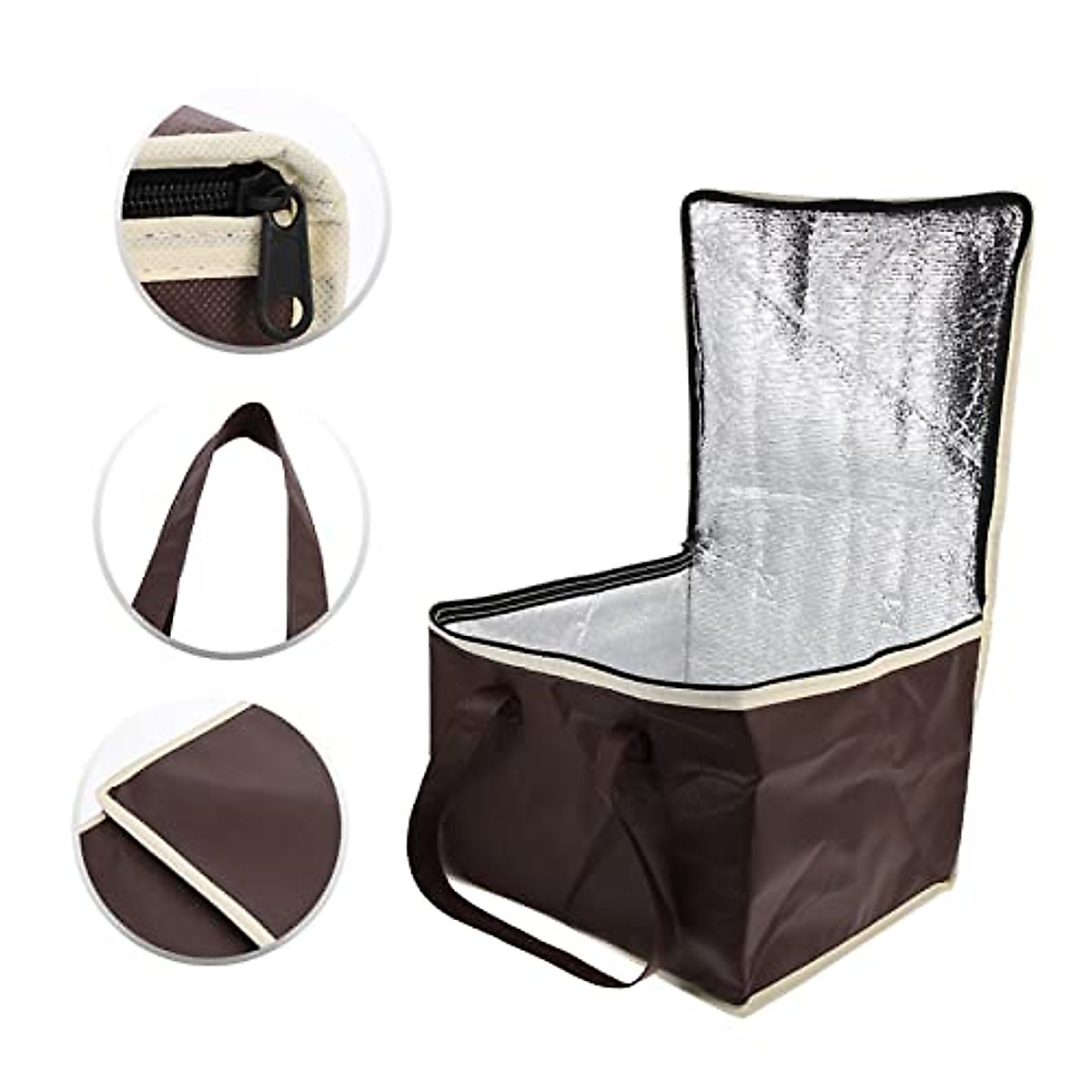 UPKOCH 4pcs Bag Bags Lunch Takeout Home Picnic Restaurant Travel Non-woven Wrapping Grocery Handle Cold Beach Inch Take-out Hiking Tote or Pouch Thermal Fabric Pizza Camping Food