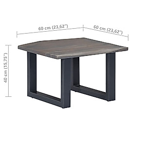 Center Table Modern Coffee Table Side End Table Coffee Table with Live Edges Gray 23.6"x23.6"x15.7"for Living Room,Home,Office,Living Meeting Room