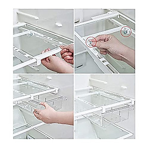Guanniao Fridge Organizer Drawer Refrigerator Drawer Organizer Pull Out Plastic Fridge Storage Bins Containers for Fruit Vegetable (17.3inch-2Organizer)