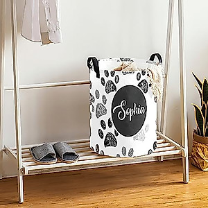 Personalized Dog's Paw Waterproof Laundry Basket Handles Collapsible Hamper Storage Basket for Office Bathroom