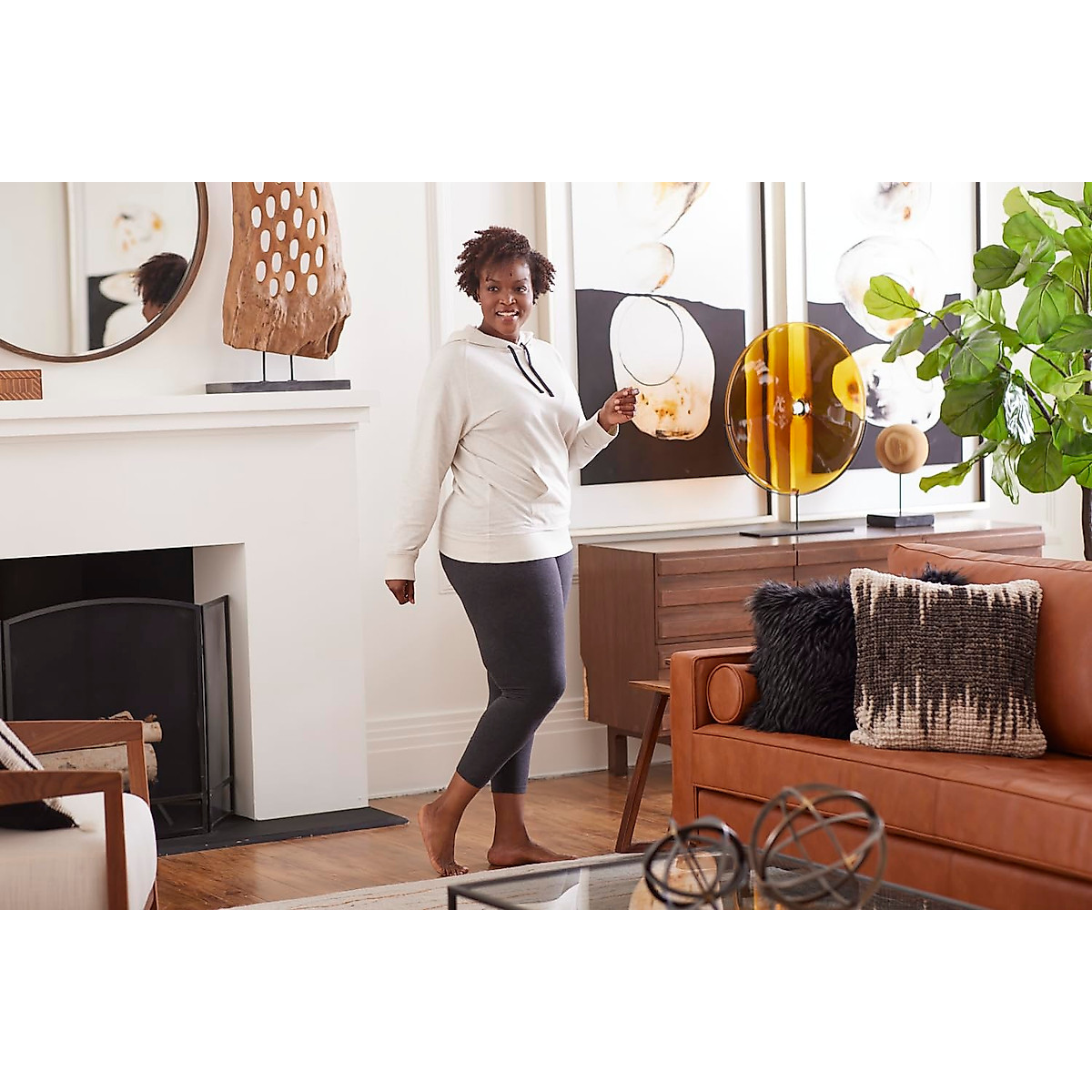 No Nonsense Women's Cotton Blackout Capri Legging, Charcoal Heather, XXL